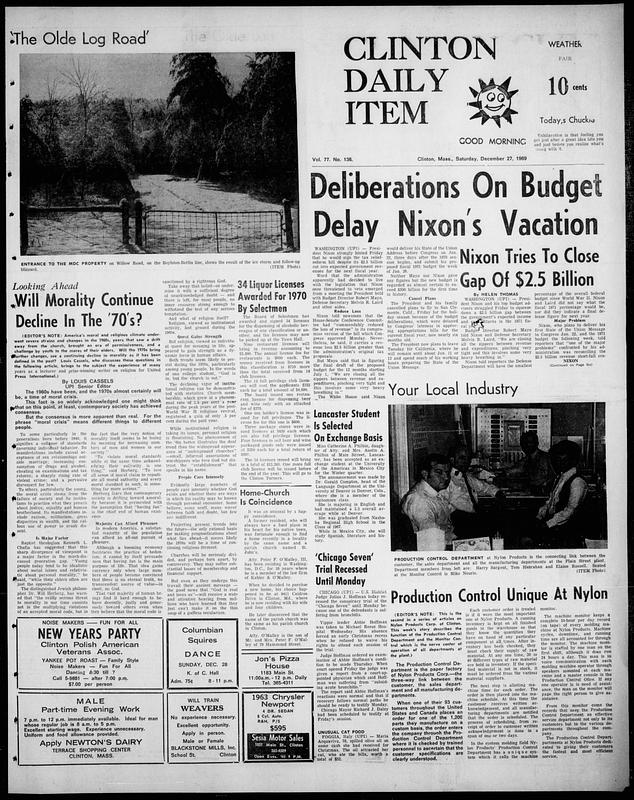 Clinton Daily Item. December 27, 1969 - Digital Commonwealth