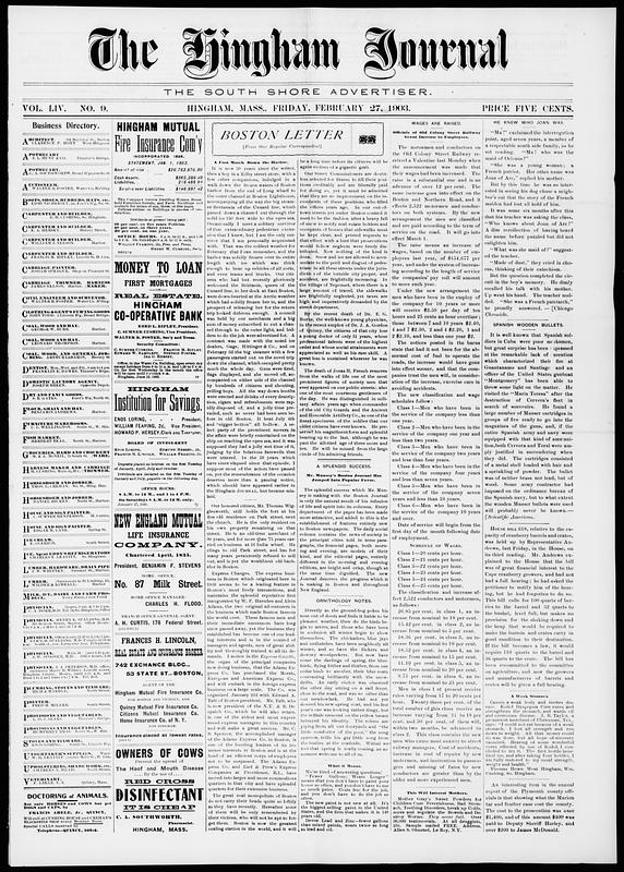 Hingham Journal. February 27, 1903 - Digital Commonwealth