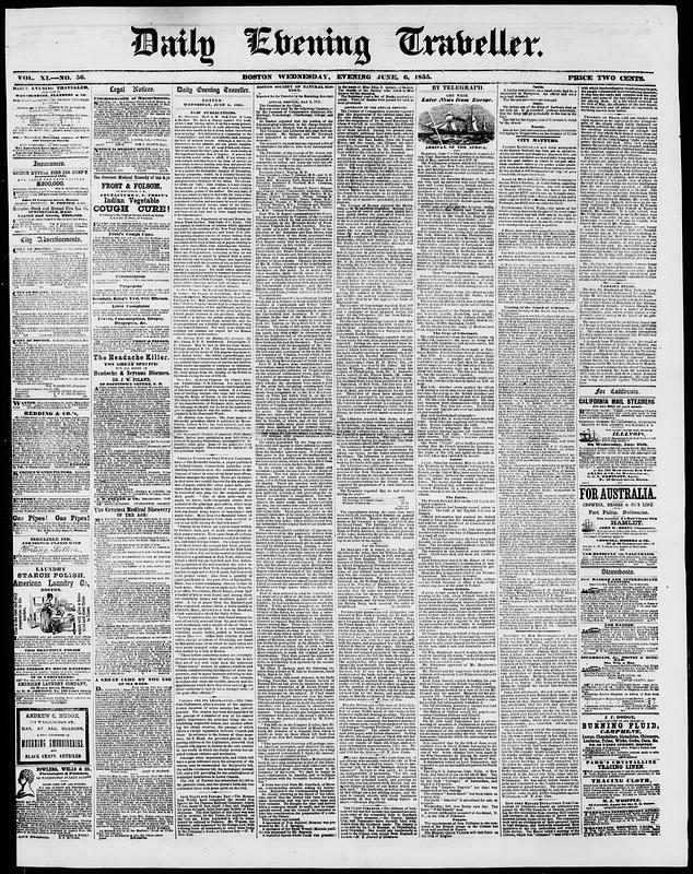 Daily Evening Traveller. June 06, 1855 - Digital Commonwealth