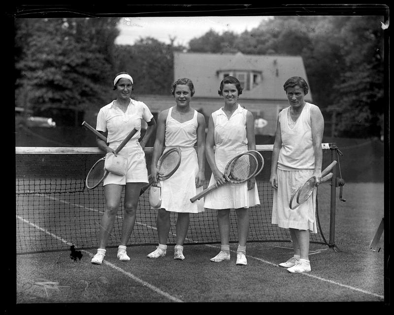 Four tennis players including Sarah Palfrey - Digital Commonwealth