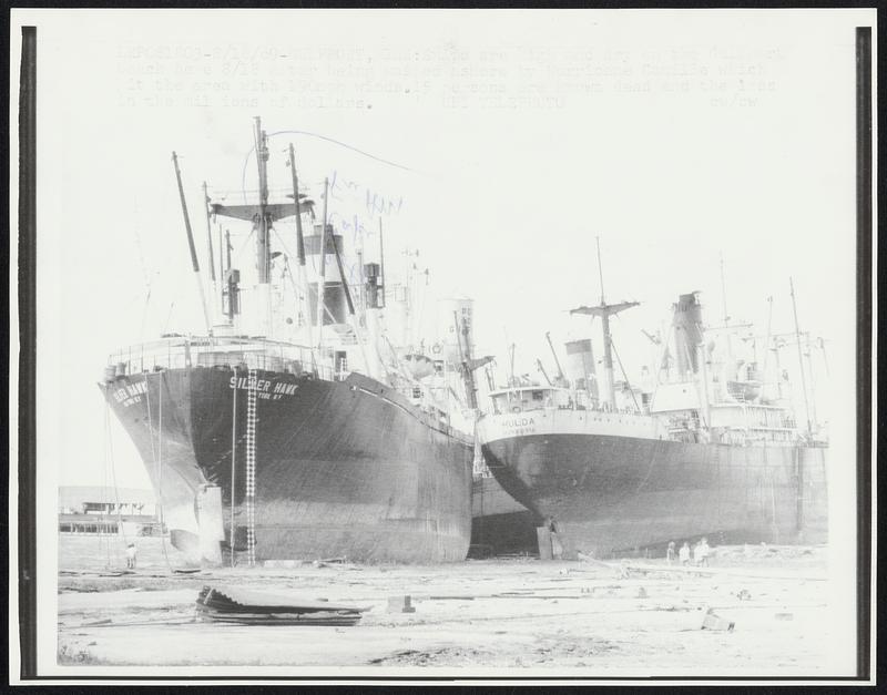 Gulfport, Miss.: Ships are high and dry on the Gulfport beach here 8/18 ...