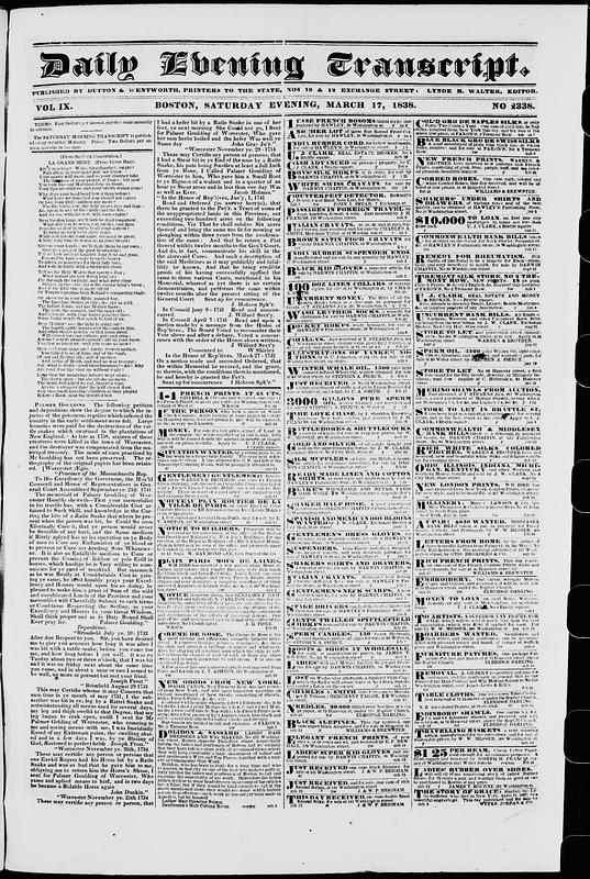Daily Evening Transcript. March 17, 1838 - Digital Commonwealth