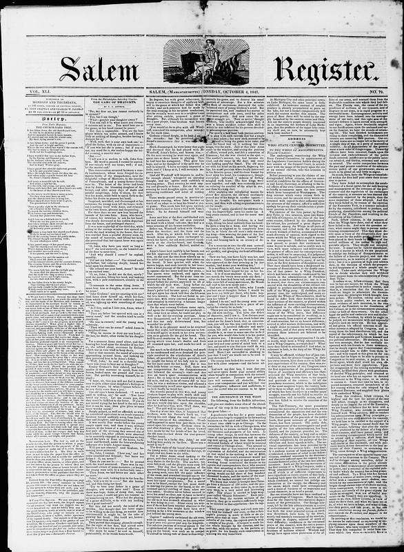 Salem Register. October 04, 1841 - Digital Commonwealth
