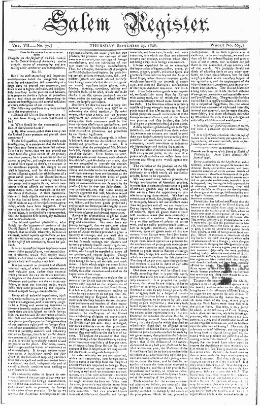 The Salem Register. September 25, 1806 - Digital Commonwealth