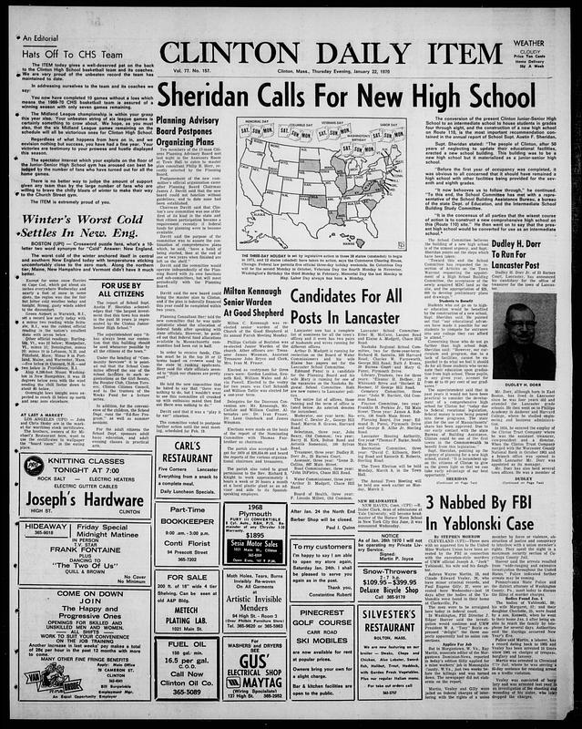 Clinton Daily Item. January 22, 1970 - Digital Commonwealth