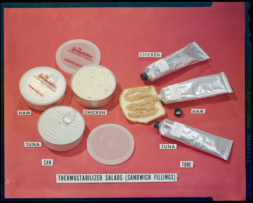 Thermostabilized salads (sandwich fillings), ham, tuna, chicken ...