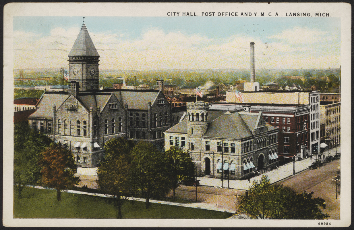 City Hall, Post Office and Y.M.C.A. Lansing, Mich. - Digital Commonwealth