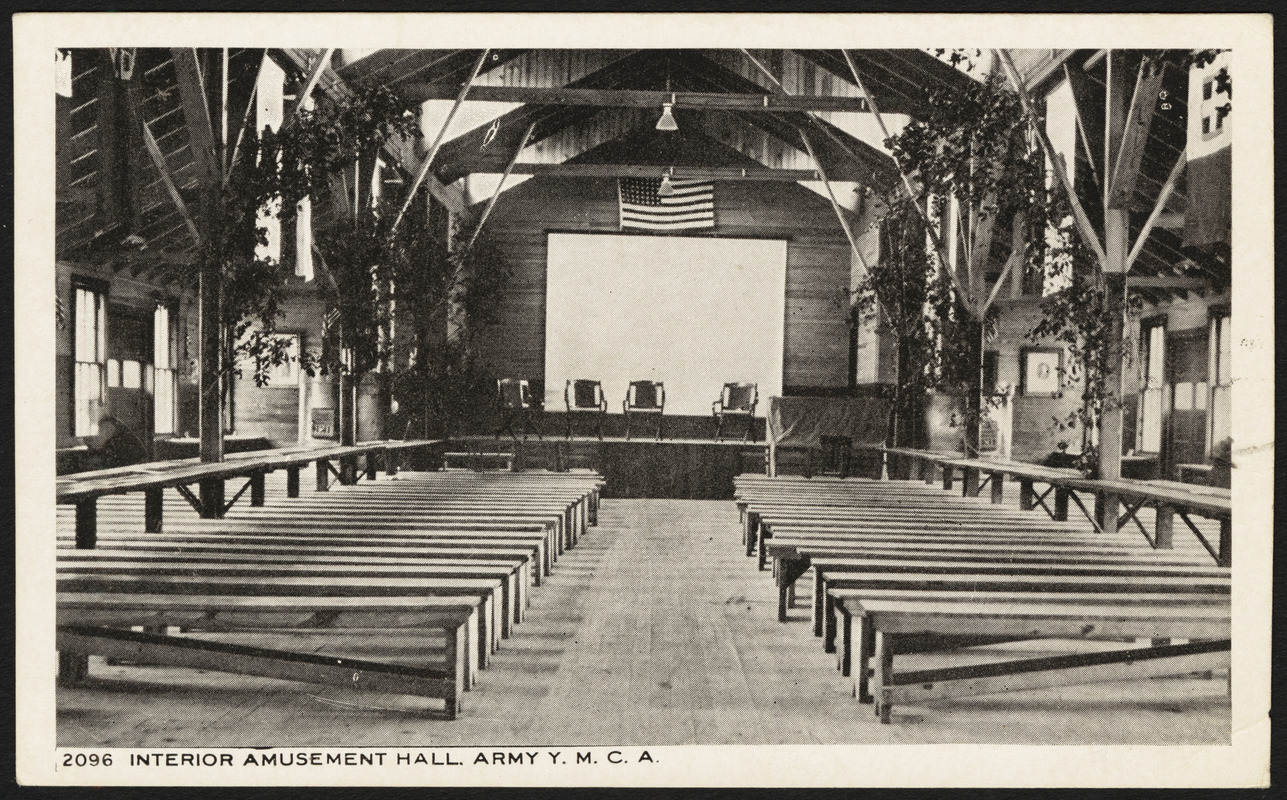 Interior Amusement Hall. Army Y.M.C.A. - Digital Commonwealth