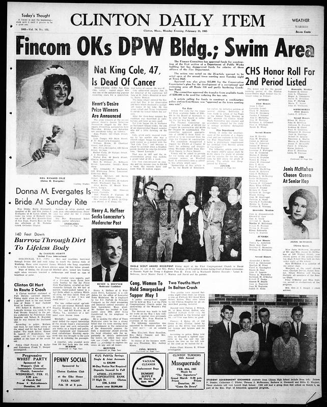 Clinton Daily Item. February 15, 1965 - Digital Commonwealth