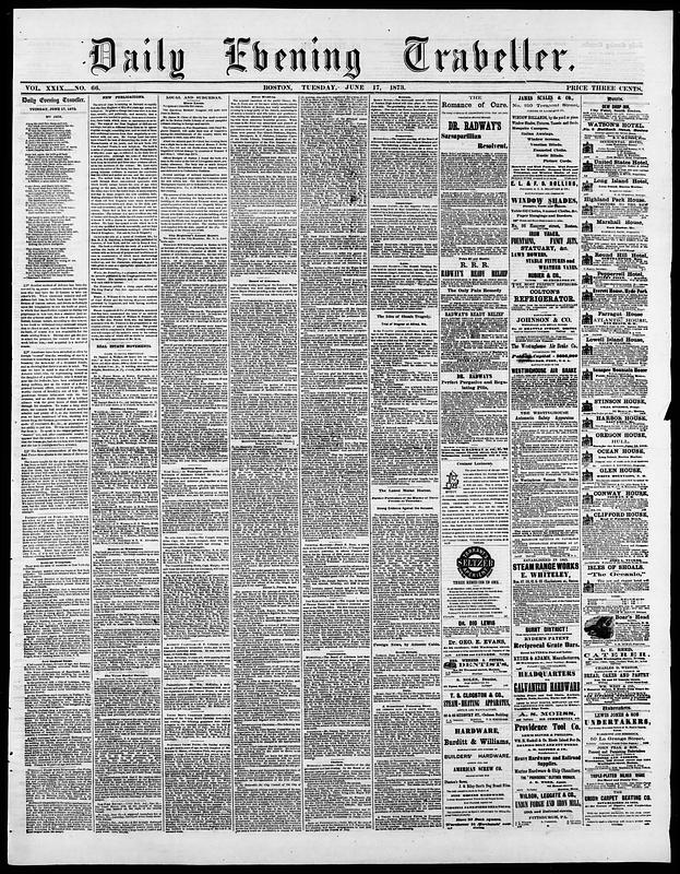 Daily Evening Traveller. June 17, 1873 - Digital Commonwealth