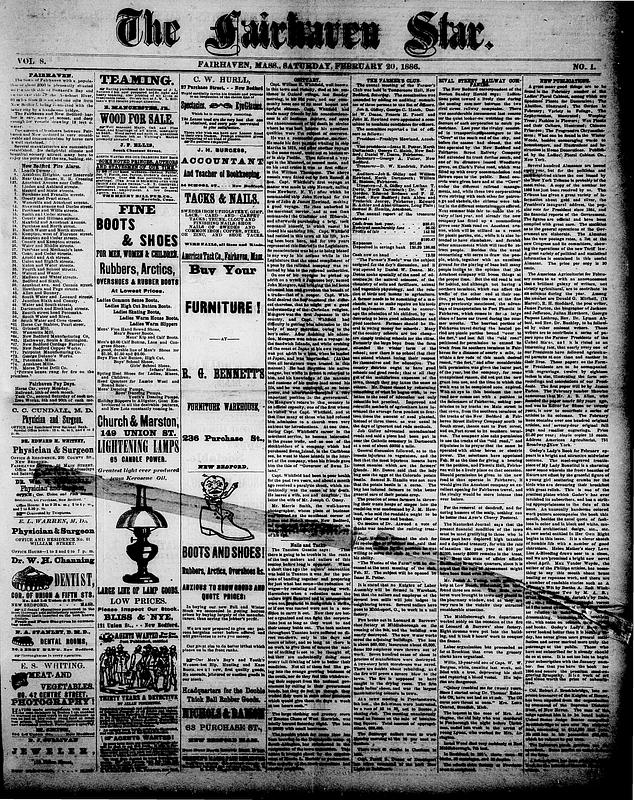 The Fairhaven Star. February 20, 1886 - Digital Commonwealth