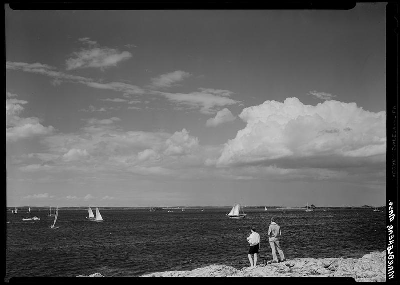 Marblehead, marine, with two onlookers - Digital Commonwealth