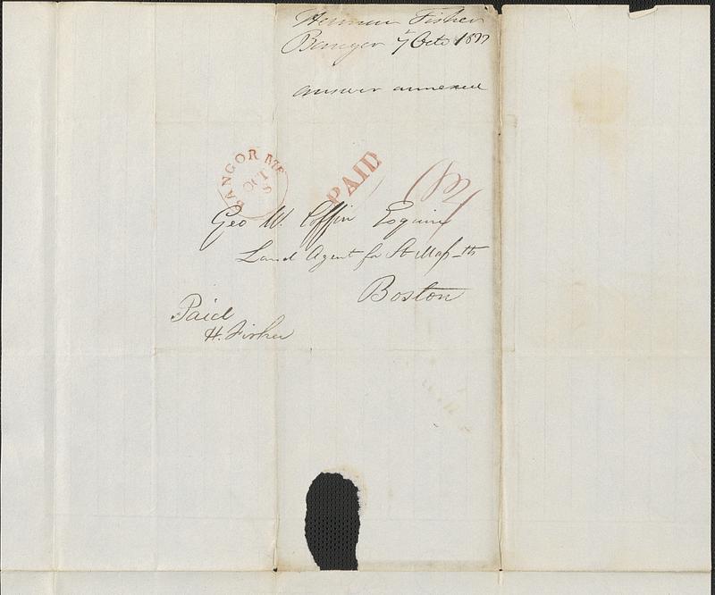 Herman Fisher to Geroge Coffin, 7 October 1833 - Digital Commonwealth