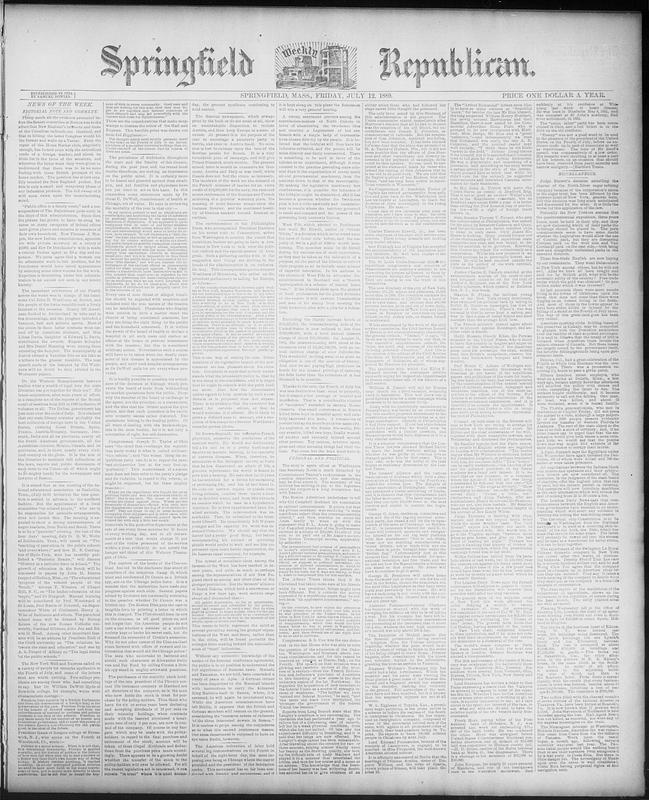 Springfield Weekly Republican. July 12, 1889 - Digital Commonwealth