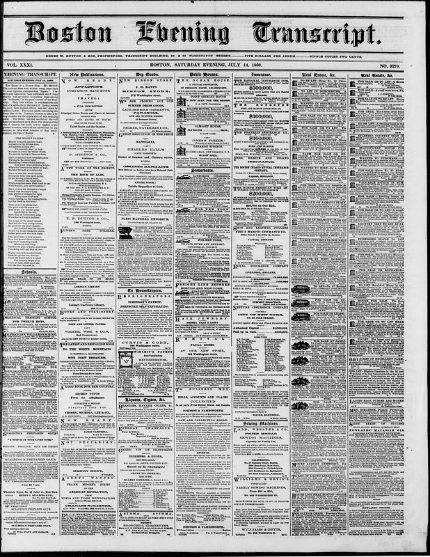 Boston Evening Transcript. July 14, 1860 - Digital Commonwealth