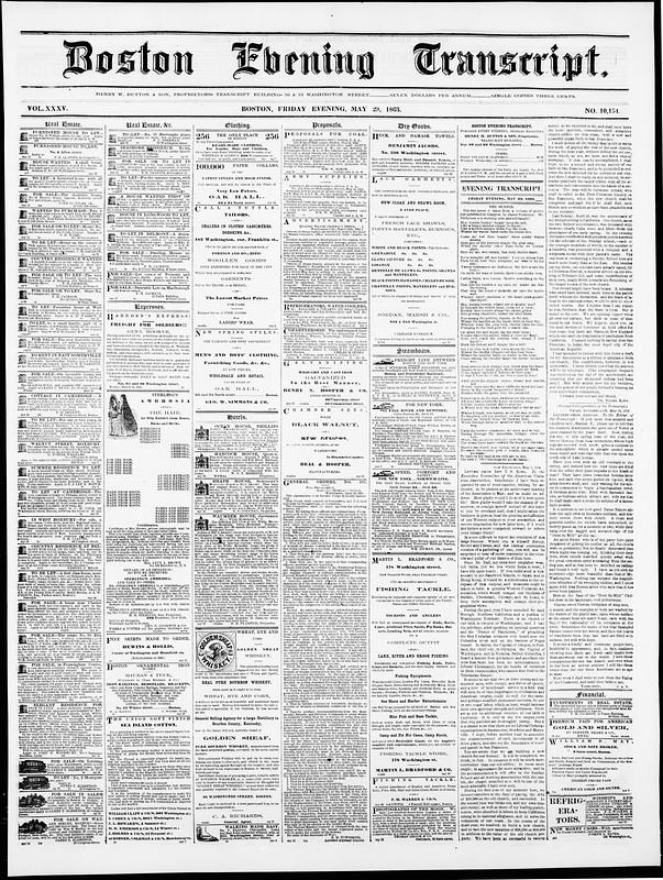 Boston Evening Transcript. May 29, 1863 - Digital Commonwealth