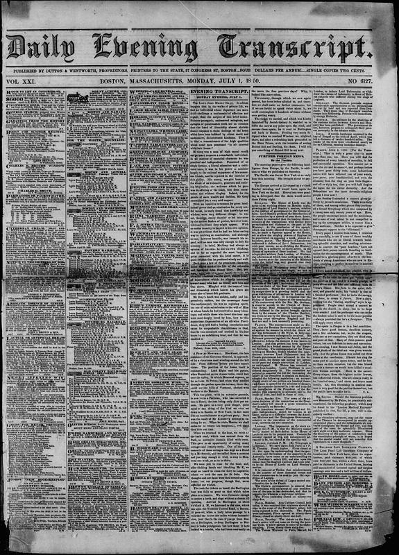 Daily Evening Transcript. July 01, 1850 - Digital Commonwealth