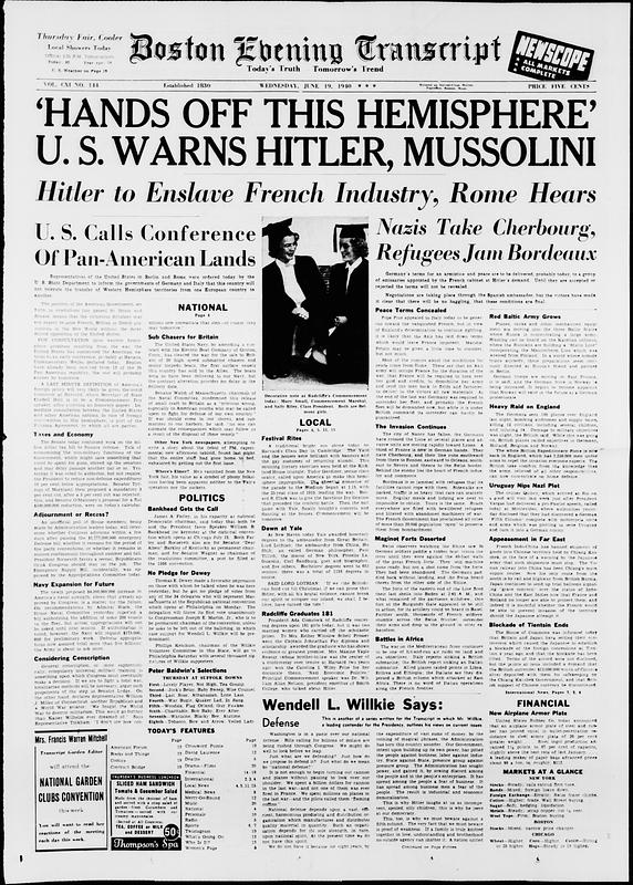 Boston Evening Transcript. June 19, 1940 - Digital Commonwealth
