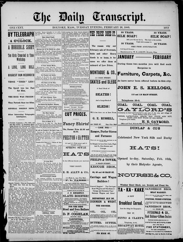 The Daily Transcript. February 26, 1889 - Digital Commonwealth