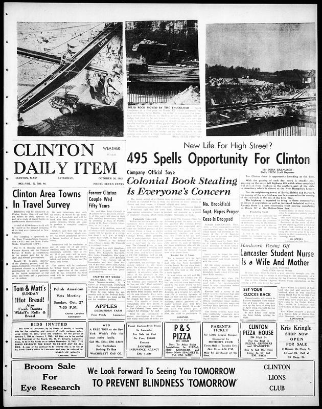 Clinton Daily Item. October 26, 1963 - Digital Commonwealth