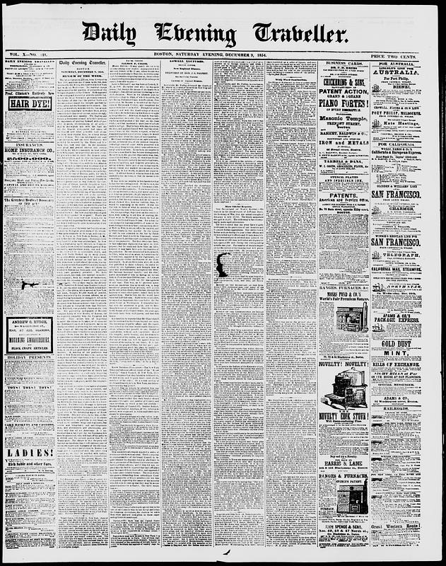 Daily Evening Traveller. December 09, 1854 - Digital Commonwealth