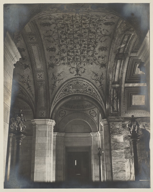 Mosaic ceiling and south corridor, Entrance Hall, construction of the ...