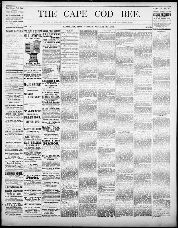 The Cape Cod Bee. January 27, 1885 - Digital Commonwealth