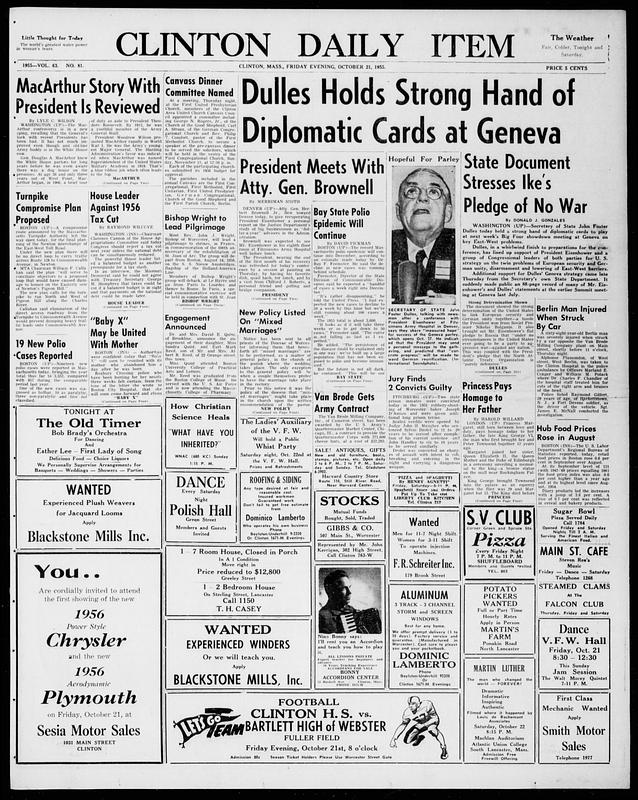Clinton Daily Item. October 21, 1955 - Digital Commonwealth