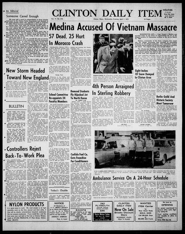 Clinton Daily Item. April 01, 1970 - Digital Commonwealth