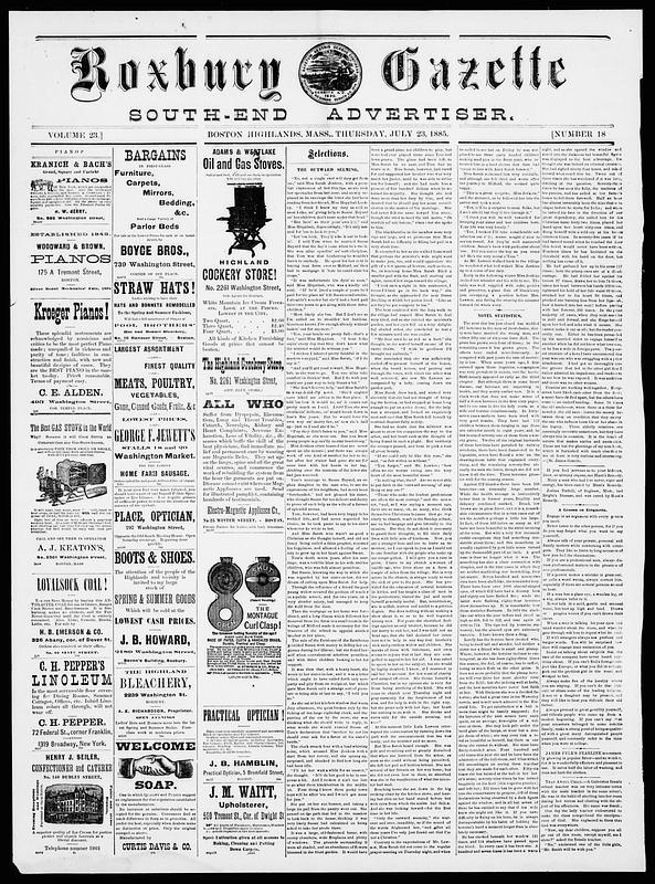 Roxbury Gazette and South End Advertiser. July 23, 1885 - Digital ...