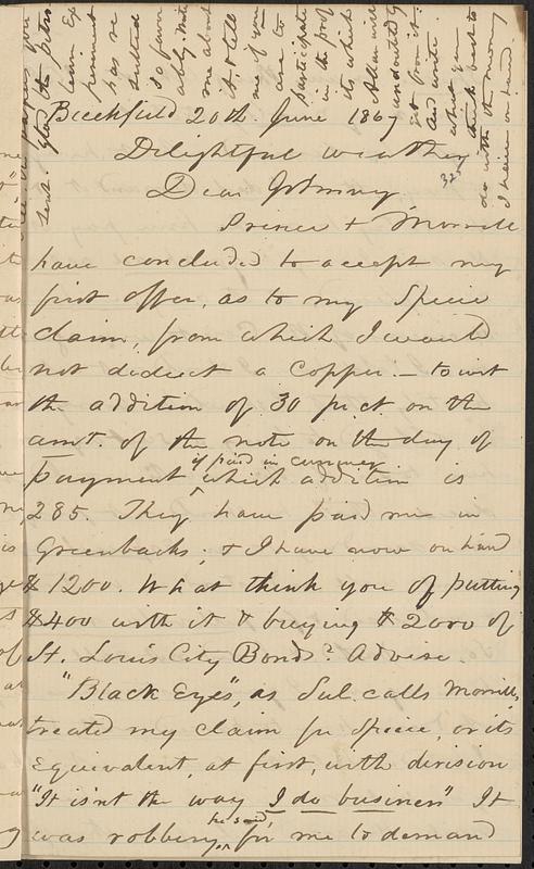 Letter from Zadoc Long to John D. Long, June 20, 1867 - Digital ...