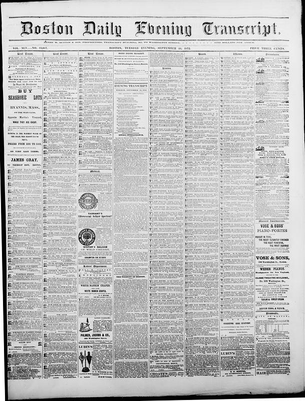 Boston Daily Evening Transcript. September 10, 1872 - Digital Commonwealth