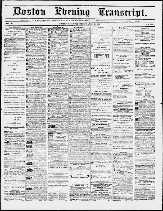 Boston Evening Transcript. June 01, 1861 - Digital Commonwealth