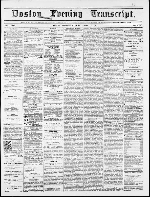 Boston Evening Transcript. January 14, 1865 - Digital Commonwealth