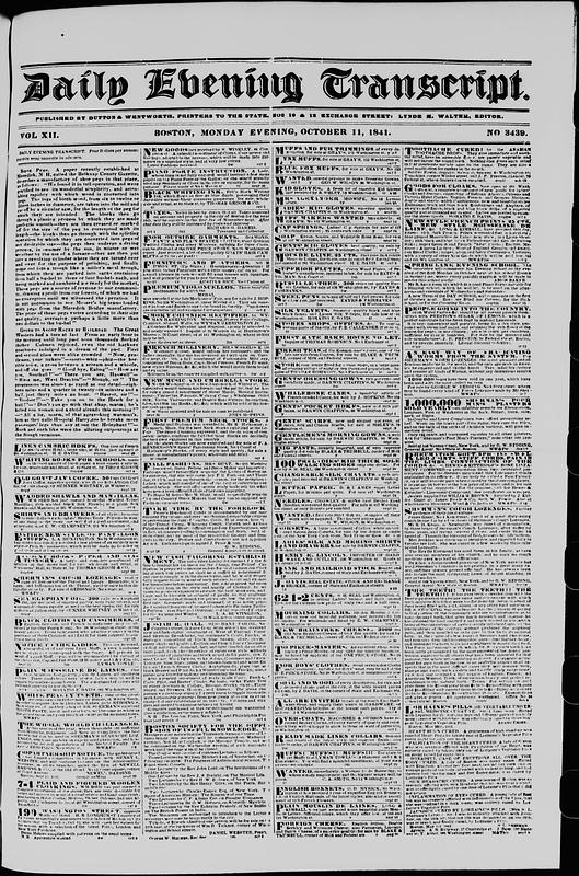 Daily Evening Transcript. October 11, 1841 - Digital Commonwealth