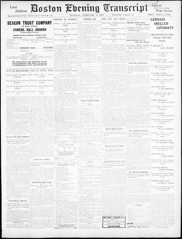 Boston Evening Transcript. February 06, 1917 - Digital Commonwealth