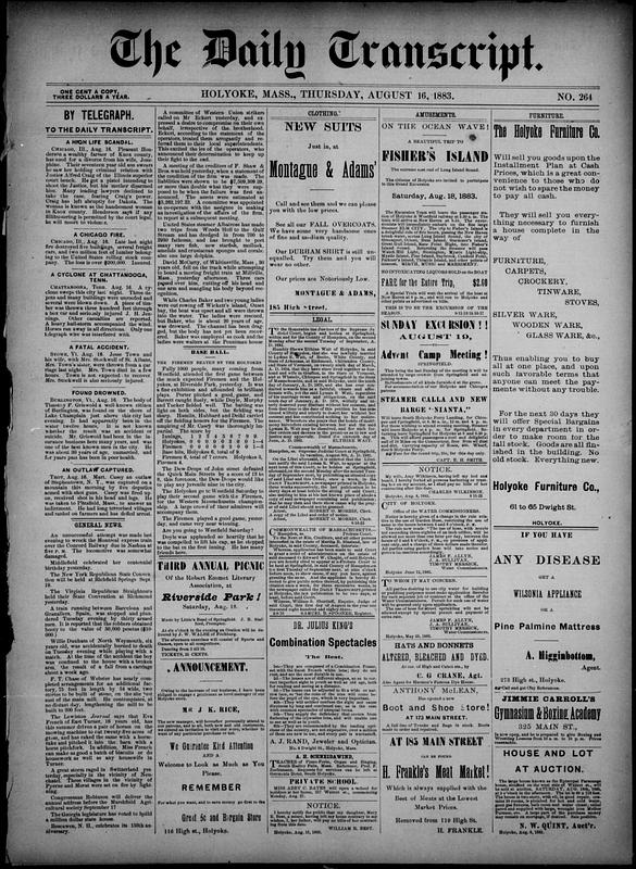 The Daily Transcript. August 16, 1883 - Digital Commonwealth