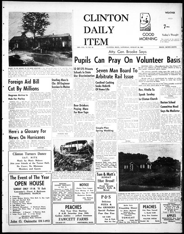 Clinton Daily Item. August 24, 1963 - Digital Commonwealth