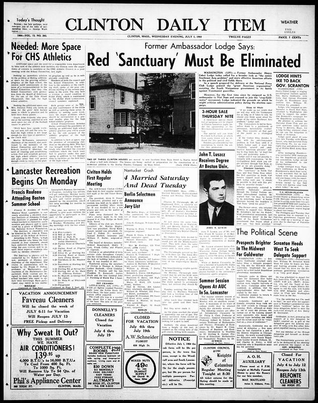 Clinton Daily Item. July 01, 1964 - Digital Commonwealth
