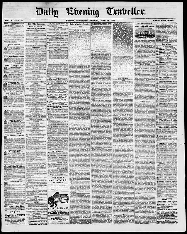 Daily Evening Traveller. June 28, 1855 - Digital Commonwealth
