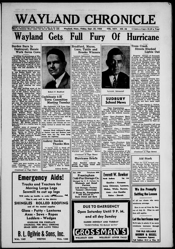 The Wayland Chronicle. September 23, 1938 - Digital Commonwealth