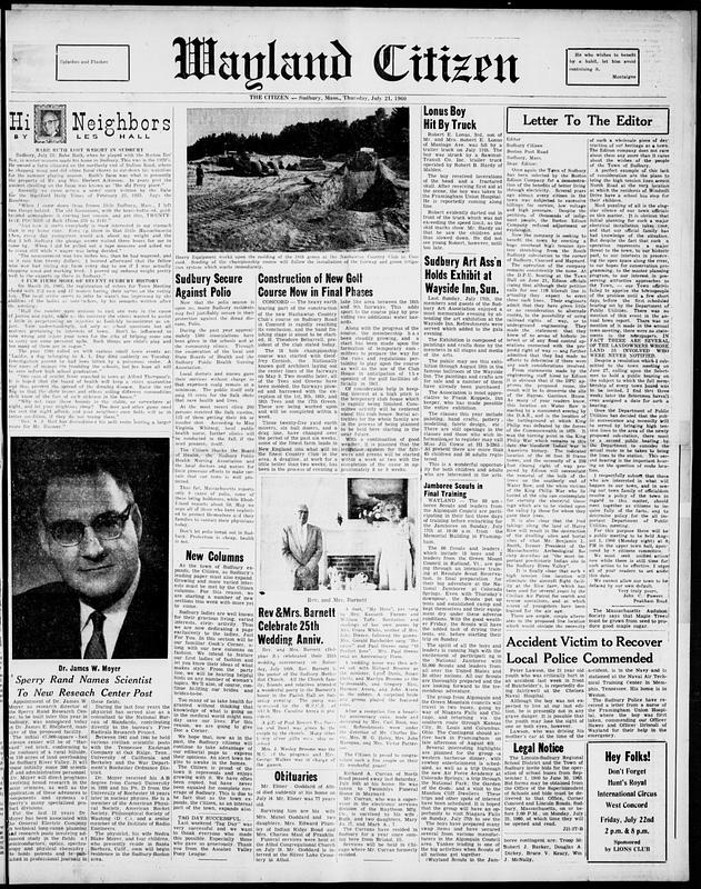 The Wayland Citizen. July 21, 1960 - Digital Commonwealth