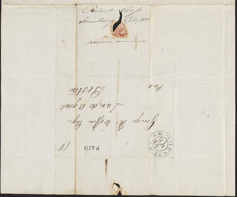 Robert Cross to George Coffin, 3 July 1833 - Digital Commonwealth