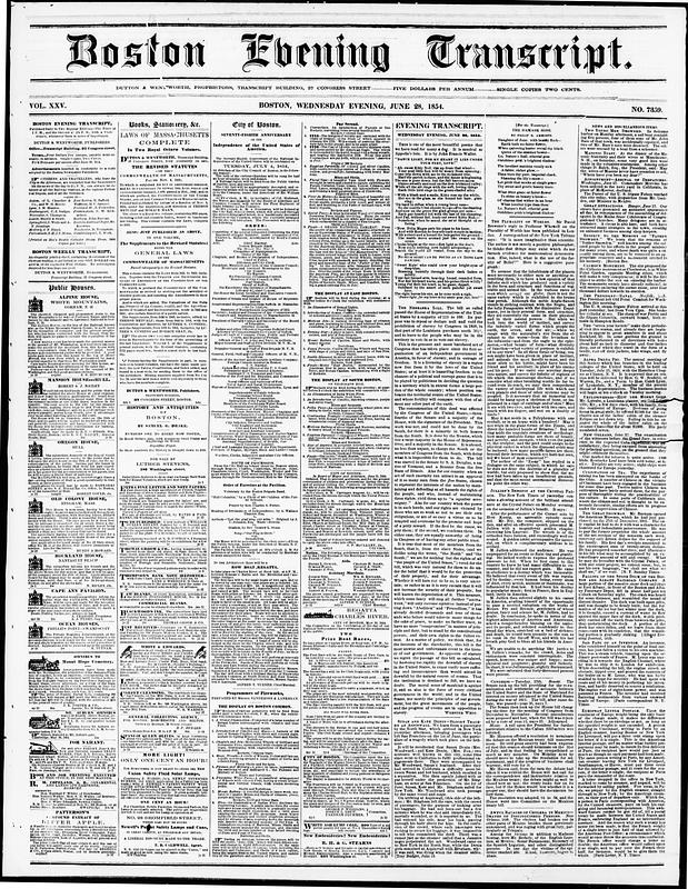 Boston Evening Transcript. June 28, 1854 - Digital Commonwealth