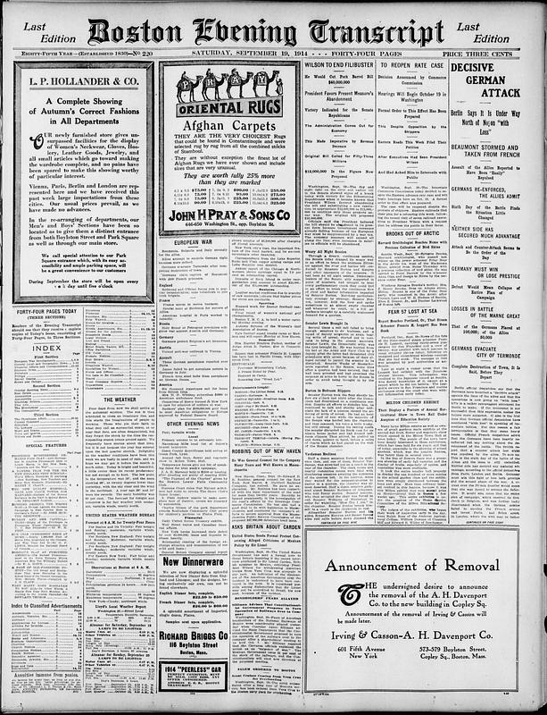 Boston Evening Transcript. September 19, 1914 - Digital Commonwealth