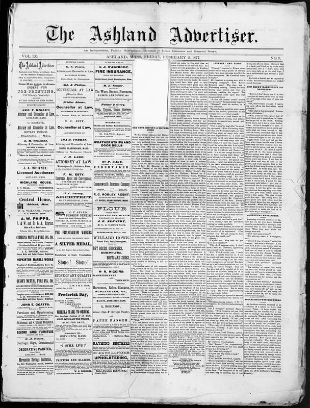 The Ashland Advertiser. February 02, 1877 - Digital Commonwealth