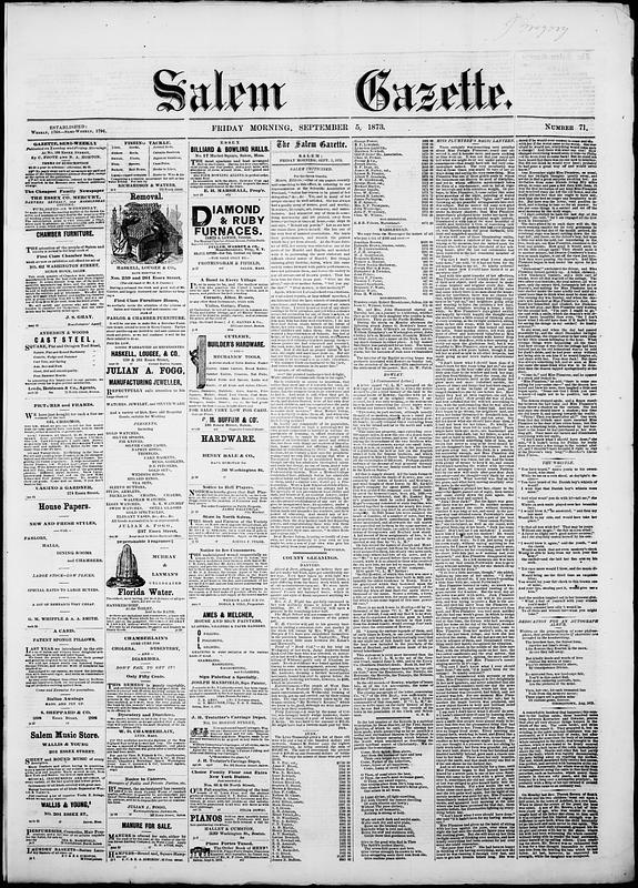 The Salem Gazette. September 05, 1873 - Digital Commonwealth