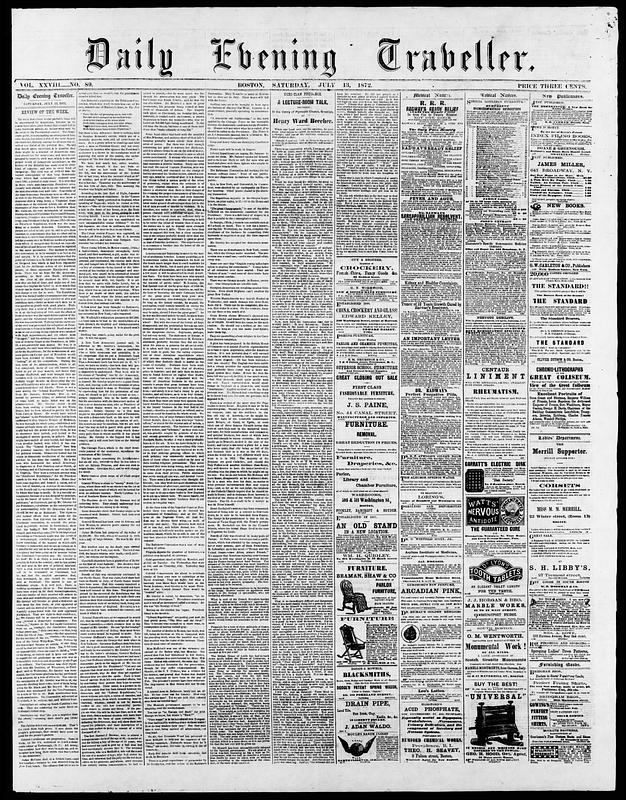 Daily Evening Traveller. July 13, 1872 - Digital Commonwealth