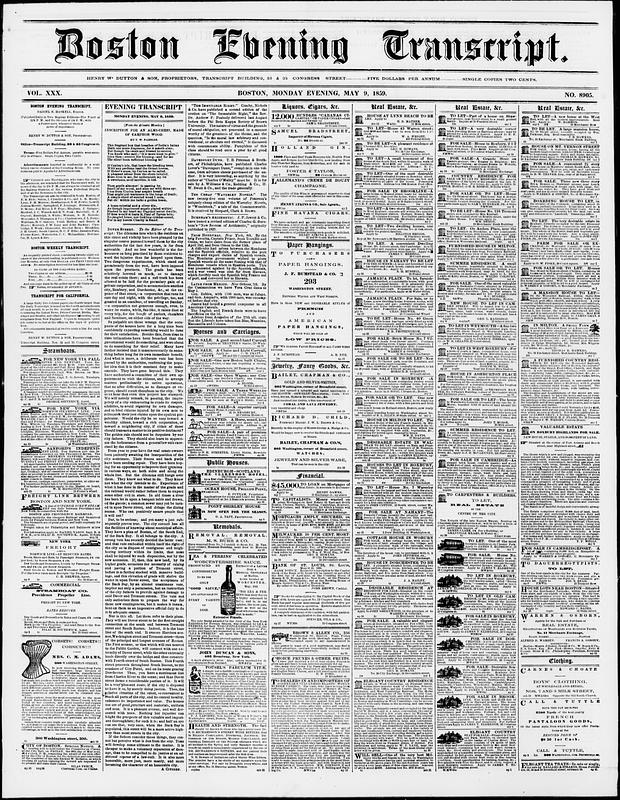Boston Evening Transcript. May 09, 1859 - Digital Commonwealth