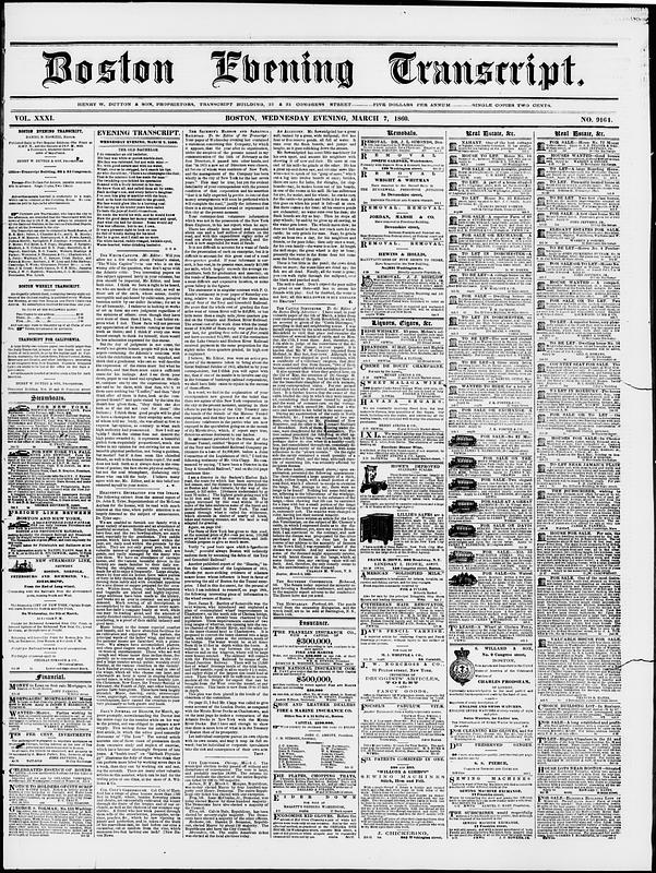 Boston Evening Transcript. March 07, 1860 - Digital Commonwealth